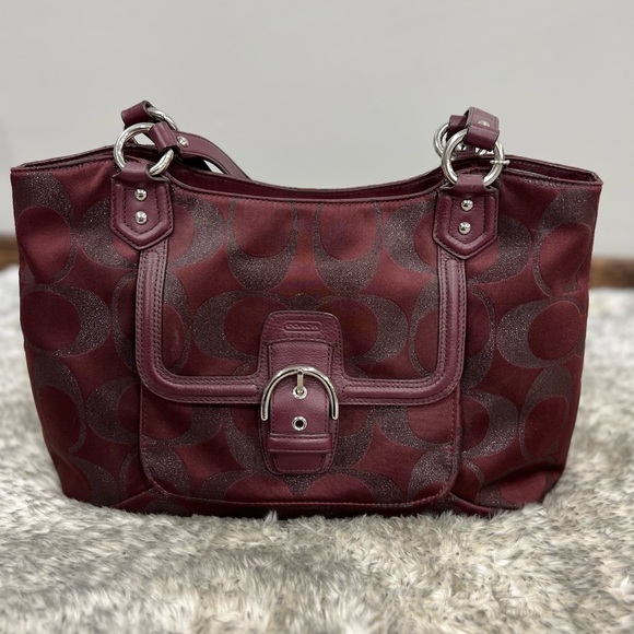 Coach | Bags | Coach Campbell Signature Metallic Belle Carryall 26246 ...